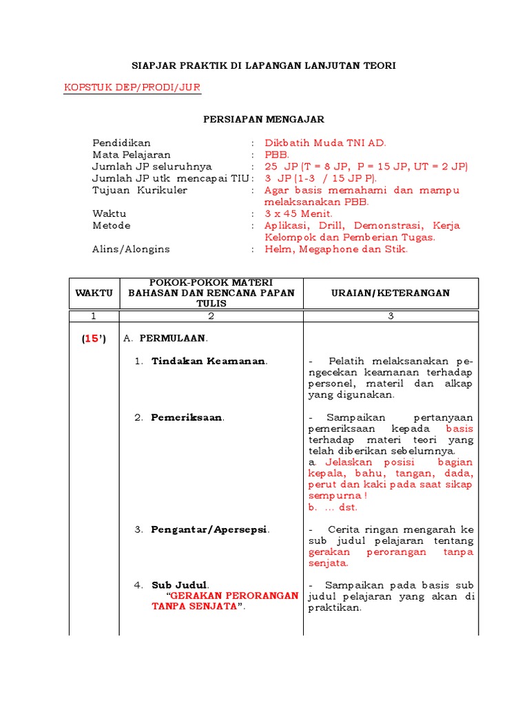 3.contoh Siapjar Praktik Dilap Materi Lanjutan | PDF