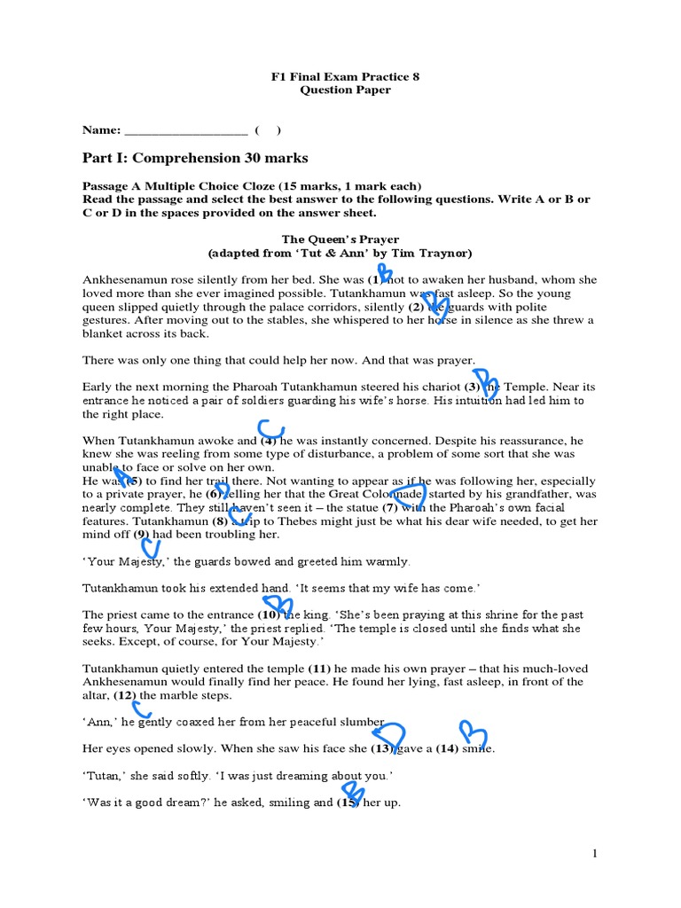 F1 Final Exam Practice 8 Question Paper | PDF