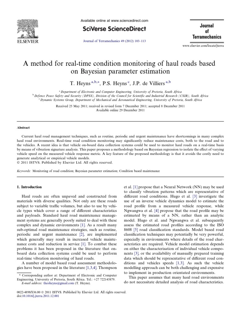 A Method For Real Time Condition Monitoring Of Haul Roads Based Pdf Logarithm Regression