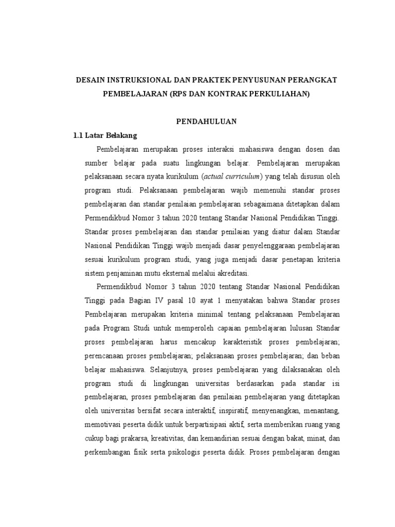 Desain Instruksional Dan Praktek Penyusunan Perangkat Pembelajaran (RPS ...