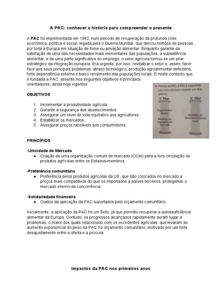 A PAC: Conhecer A História para Compreender o Presente: Objetivos | PDF ...