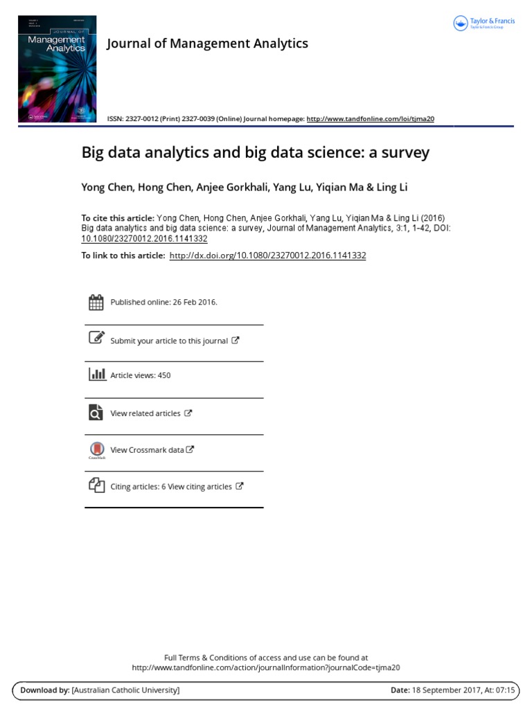 Big Data Analytics and Big Data Science A Survey 2016 | PDF | Big Data | Information System