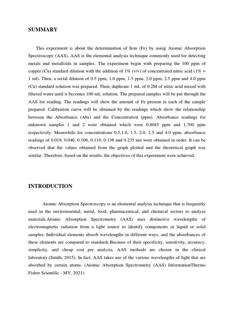 Exp 4 Aas | PDF | Atomic Absorption Spectroscopy | Absorption Spectroscopy