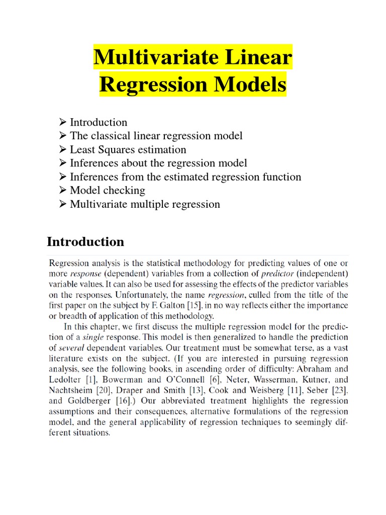 Lecture-15, Multivariate Linear Regression Models | PDF | Teaching Methods & Materials