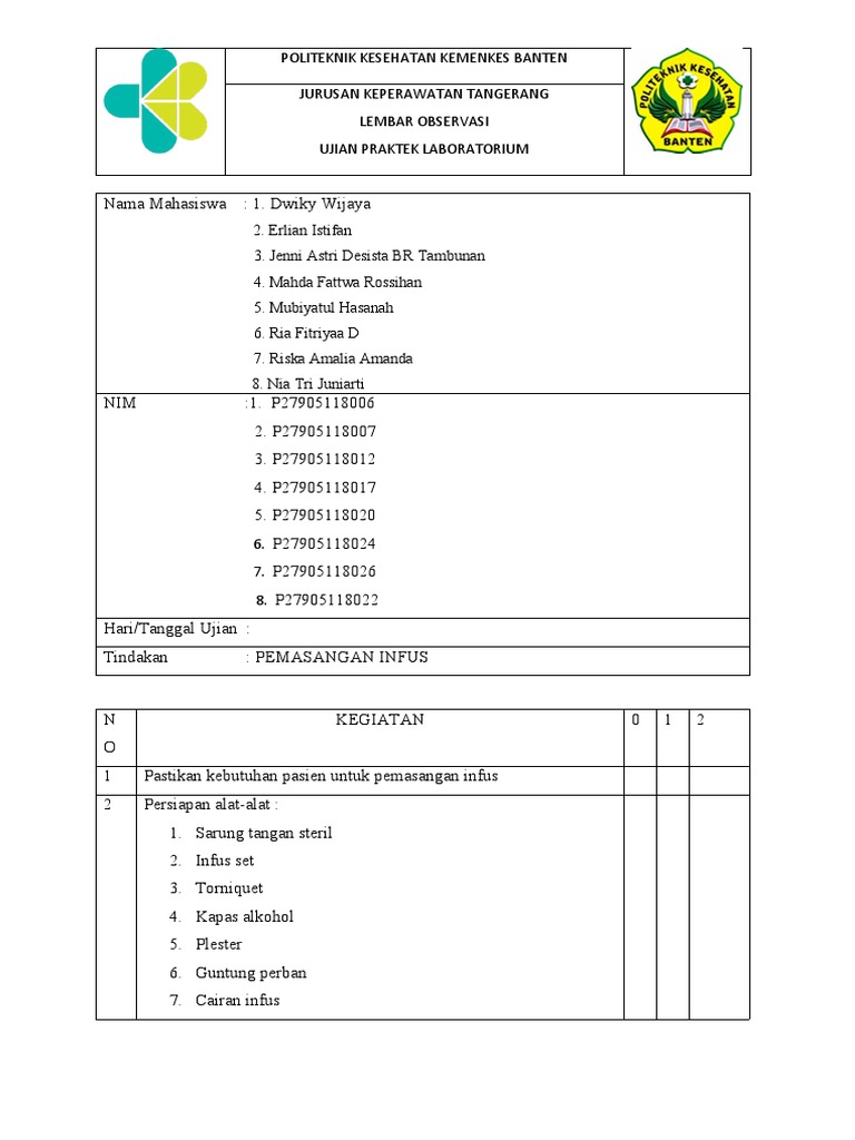 Prosedur Pemasangan Infus | PDF