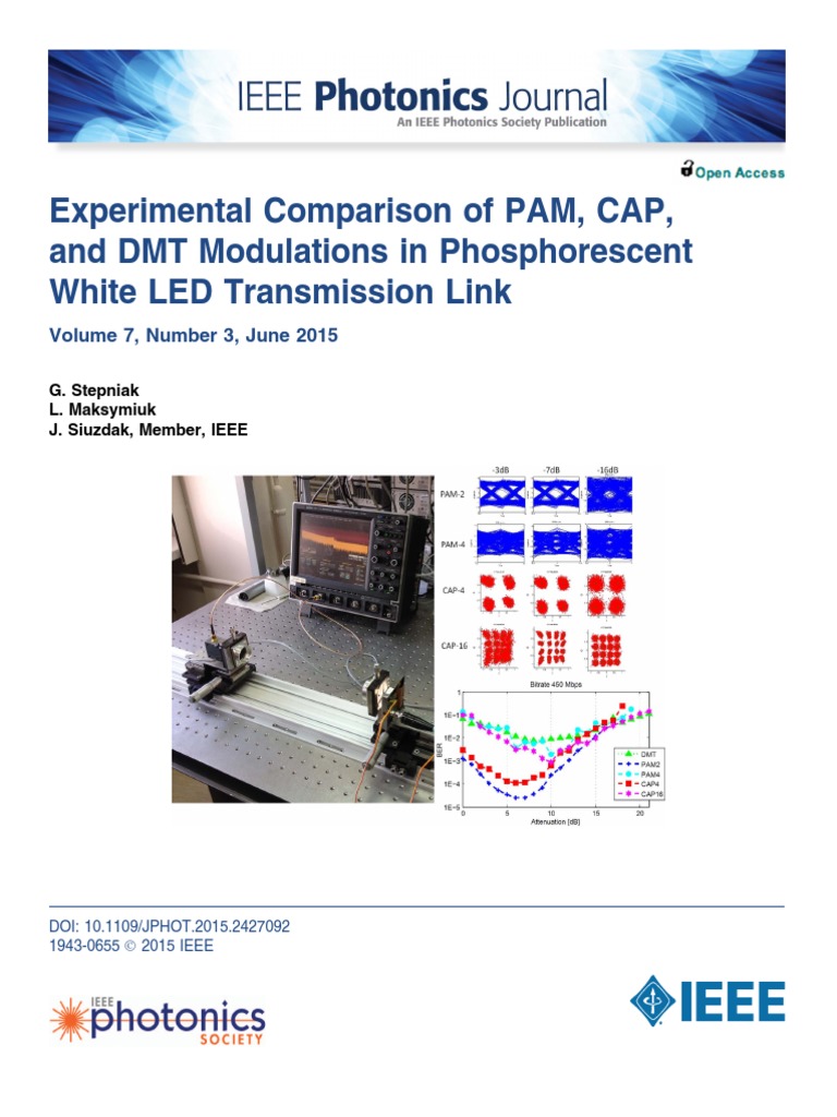 Experimental Comparison of PAM CAP and DMT Modulations in ...