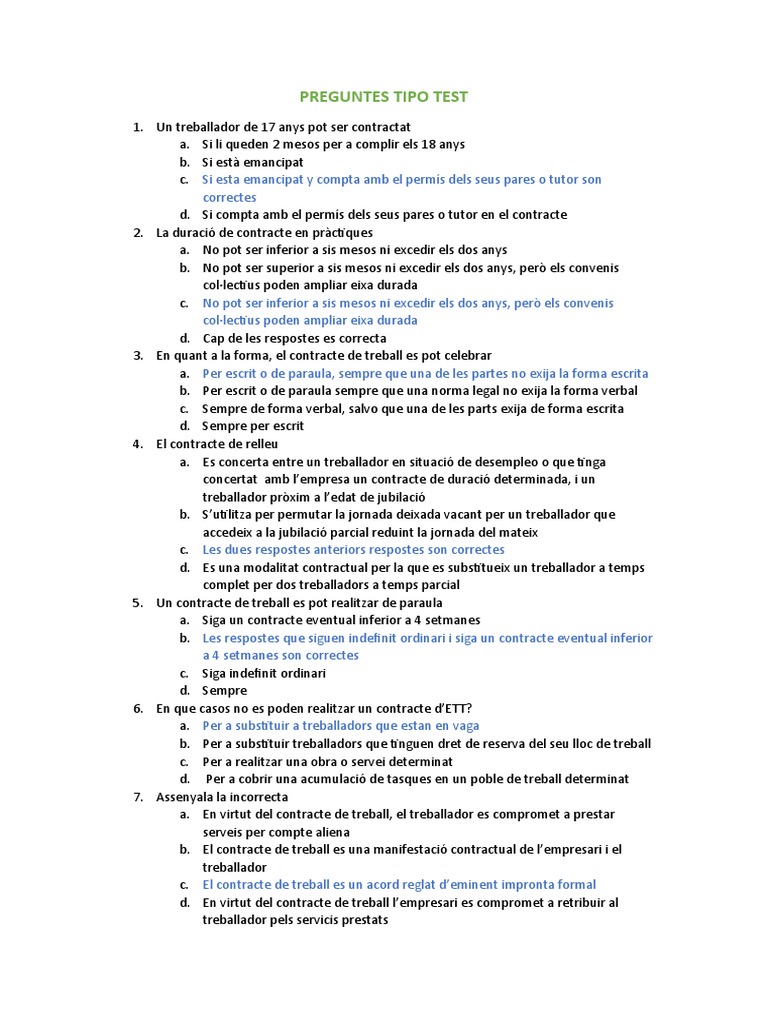 Preguntas Tipo Test | PDF