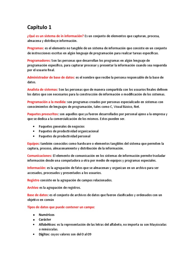 Resumen Libro Base de Datos Capitulo 1 Al 5 | PDF | Bases de datos | Base de datos relacional