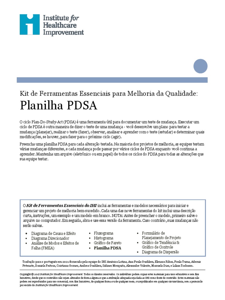 Planilha-PDSA Português | PDF