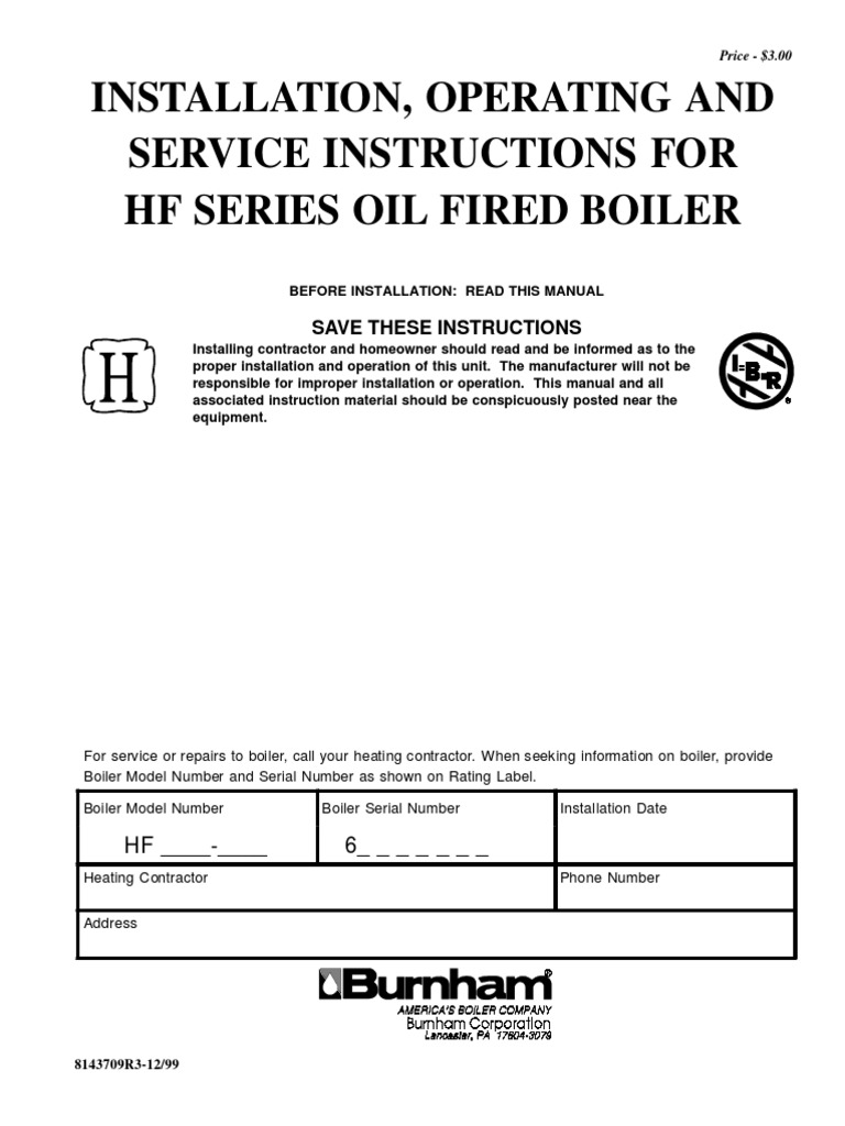 HF Series Oil Boiler - Start Up, Service and Cleaning | PDF | Water ...
