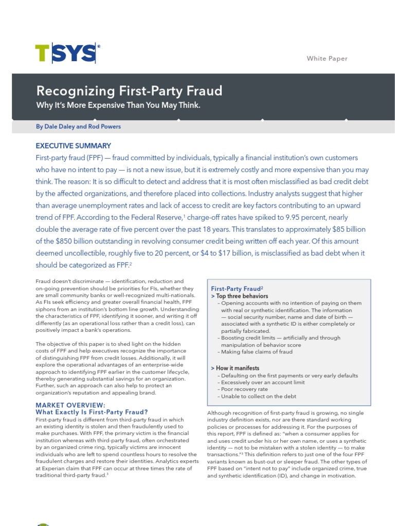 Recognizing First Party Fraud | PDF | Finance & Money Management