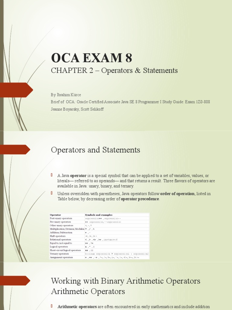 Oca Java Se 8 Exam Chapter 2 Operators Statements | PDF | Control Flow | Data Type
