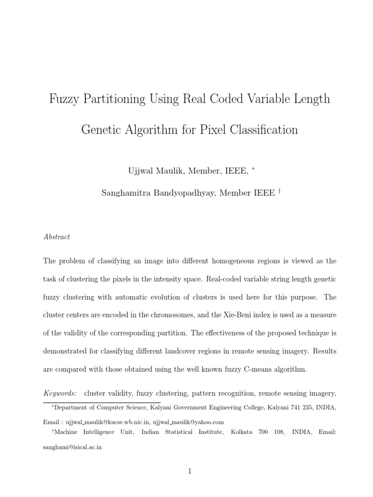 Automated Pixel Classification of Remote Sensing Imagery Using a Real-Coded Variable Length ...