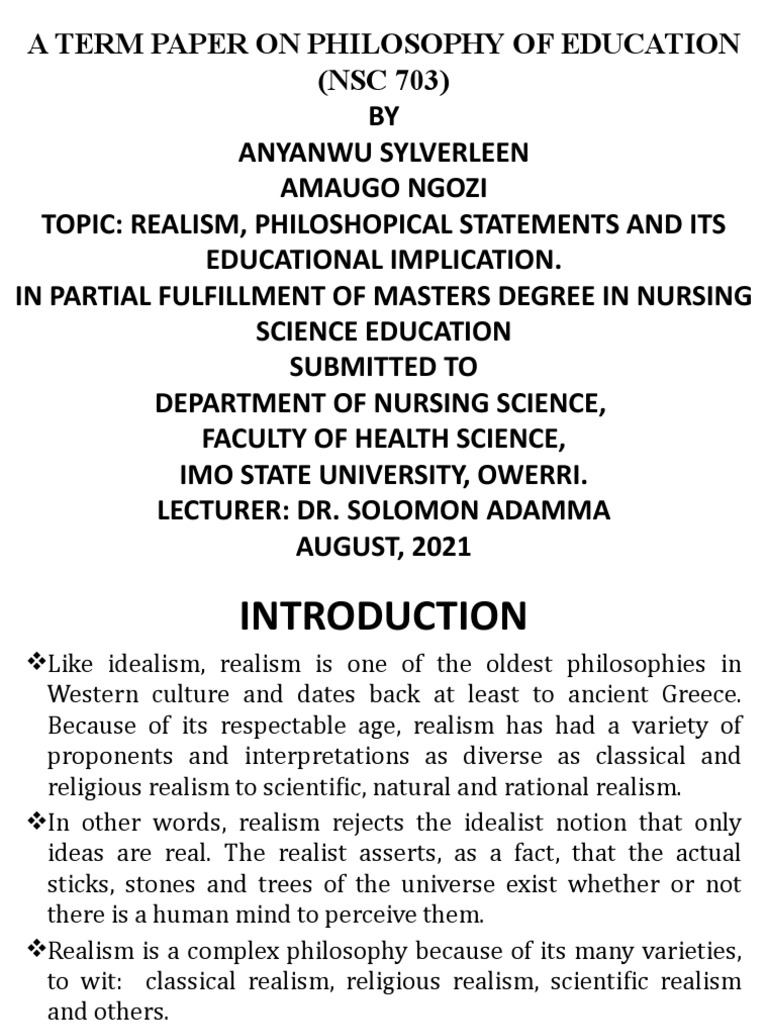 Philosophy of Realism | PDF | Philosophical Realism | Reality