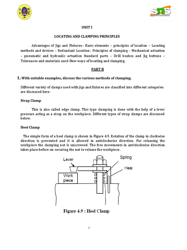 Unit I Locating and Clamping Principles | PDF | Steel | Machines