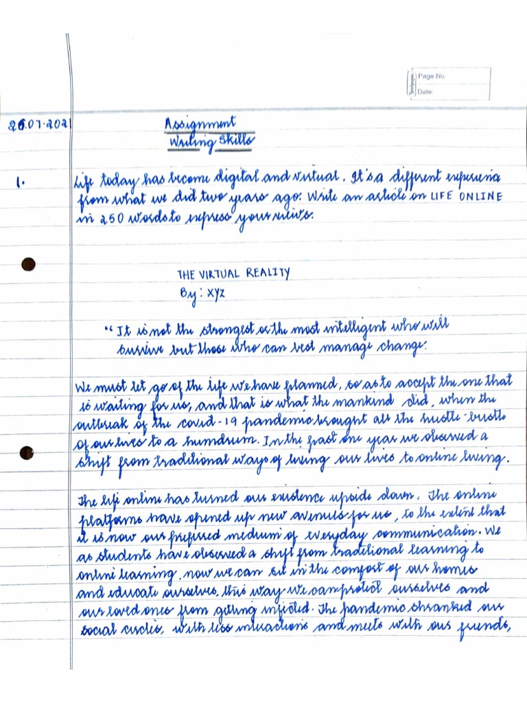 Sonalika Bhambi 12 C - Writing Skills Assignment | PDF