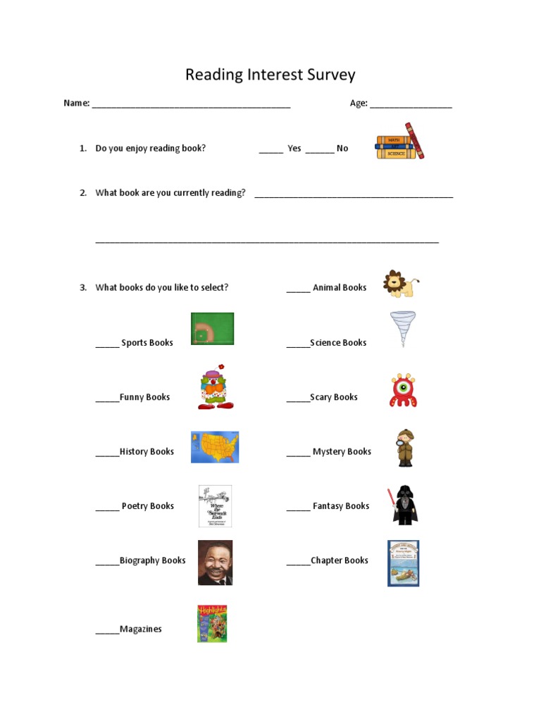 Reading Interest Survey | PDF