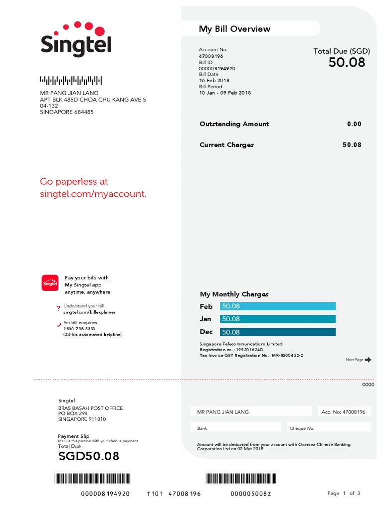 Singtel Mybill | PDF | Payments | Value Added Tax