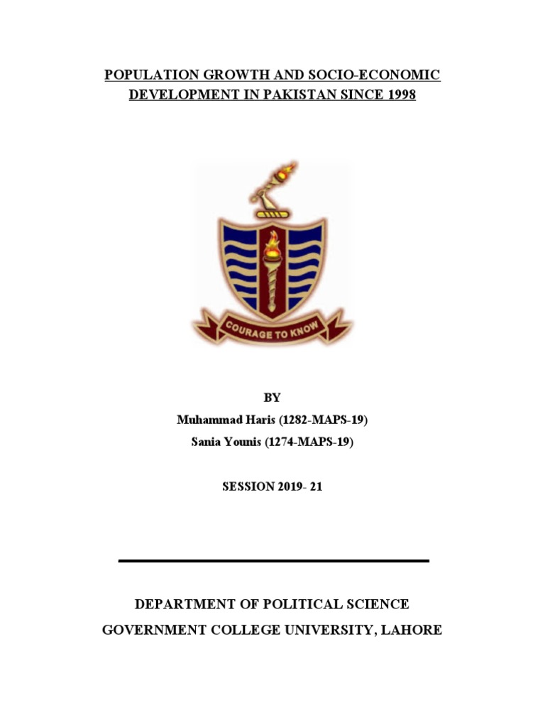 Population Growth and Socio Economic Development in Pakistan Since 1998 ...