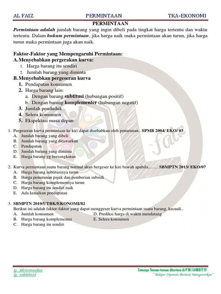 Pergeseran Kurva Permintaan dan Faktornya | PDF