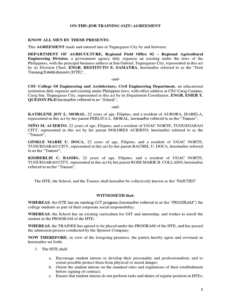 Final Agreement | PDF | Internship | Job Hunting
