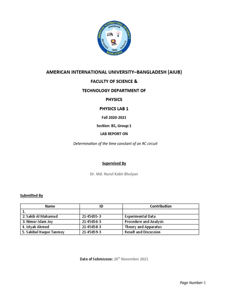 G01 Physics Lab 6 Pdf Capacitor Electrical Network