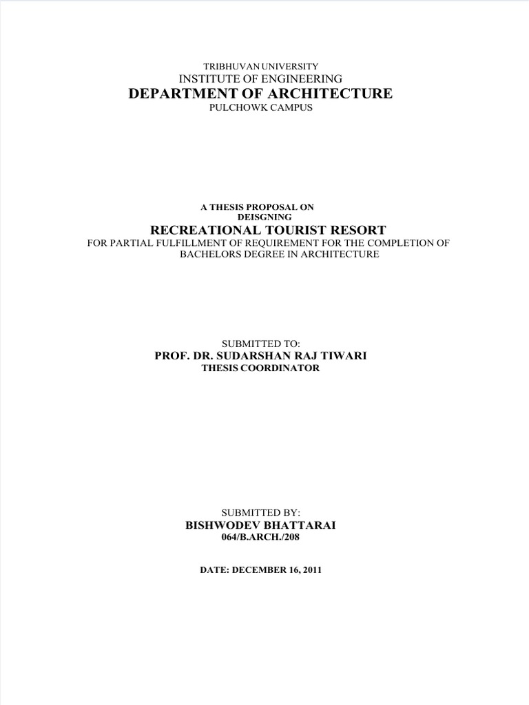 Thesis Proposal On Resort Design | PDF | Tourism | Resort