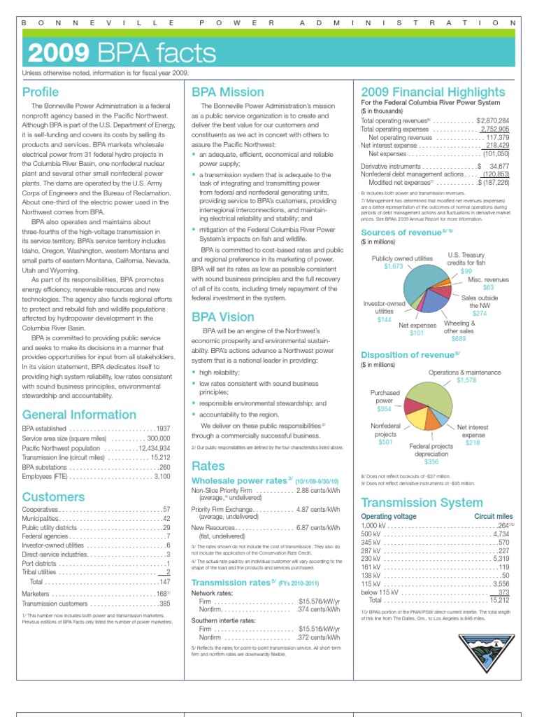 BPA 2009 Financial Overview | PDF