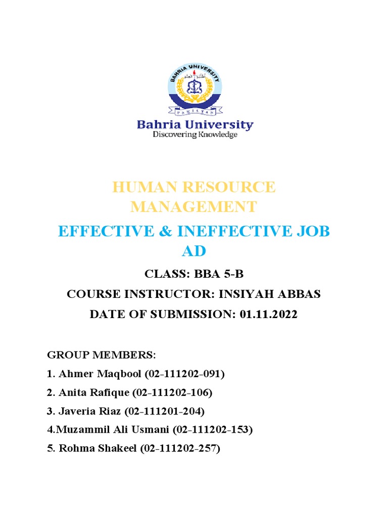 Effective & Ineffective Job Ad | PDF