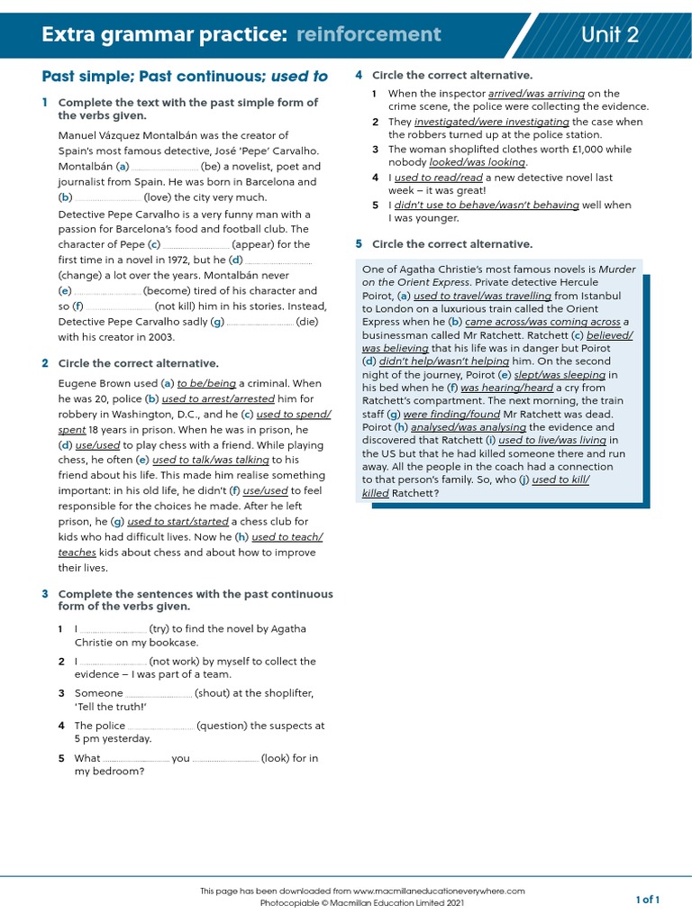 B1 U2 Extra Grammar Practice Reinforcement | PDF | Detective Fiction