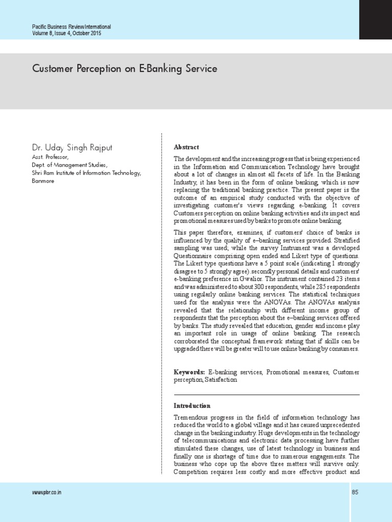 Customer Perceptions of E-Banking Services: An Analysis of How Demographic Factors Influence ...