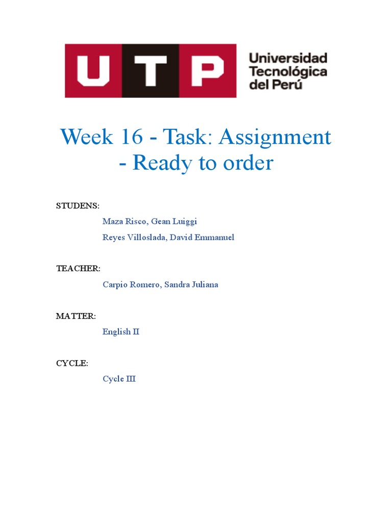 Assignment - Ready To Order | PDF