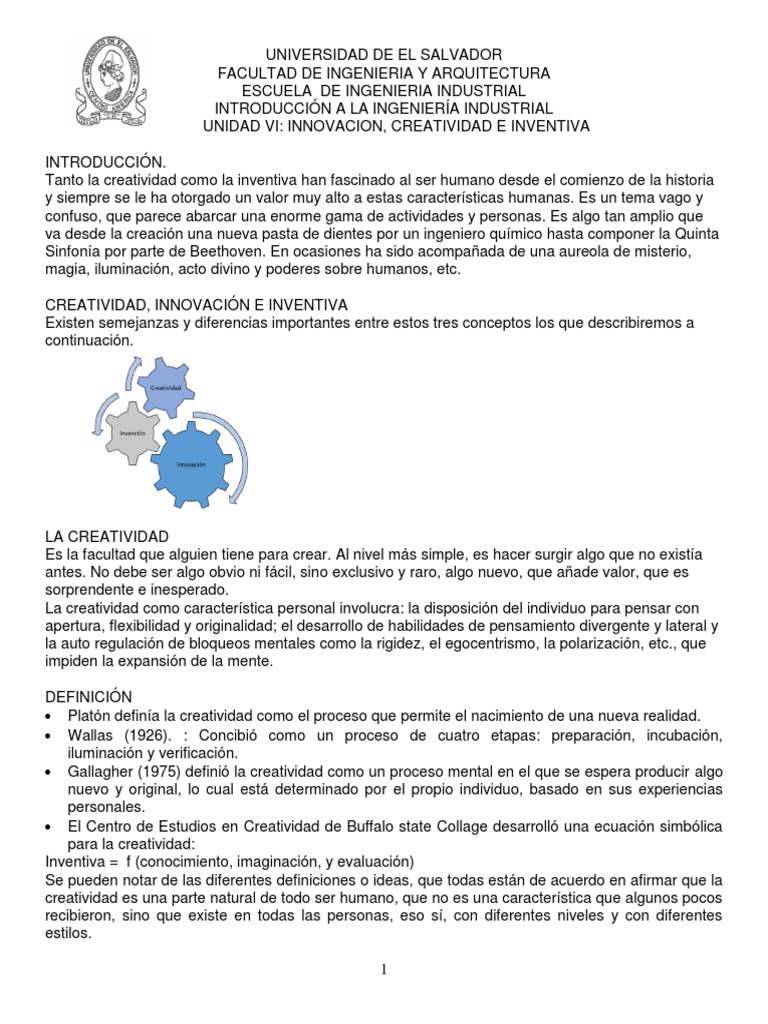 Unidad Vi Innovacion Creatividad e Inventiva | PDF | Creatividad ...