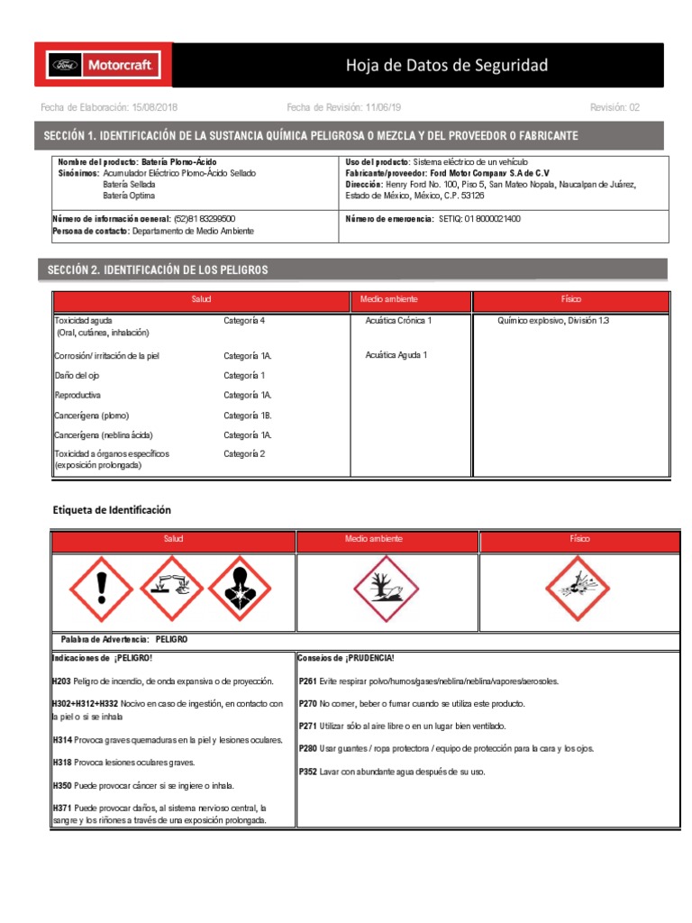 Baterías Ácido Plomo HSD | PDF | Hidrógeno | Dióxido de azufre