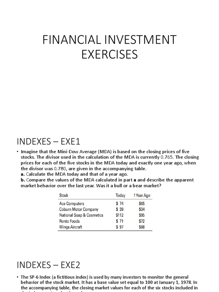 Financial Investment EXERCISE-1 | PDF | Stocks | Stock Valuation