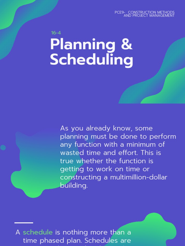 Group 6 7 Planning And Scheduling Pdf