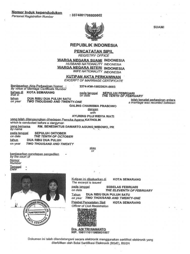 Akta Perkawinan | PDF