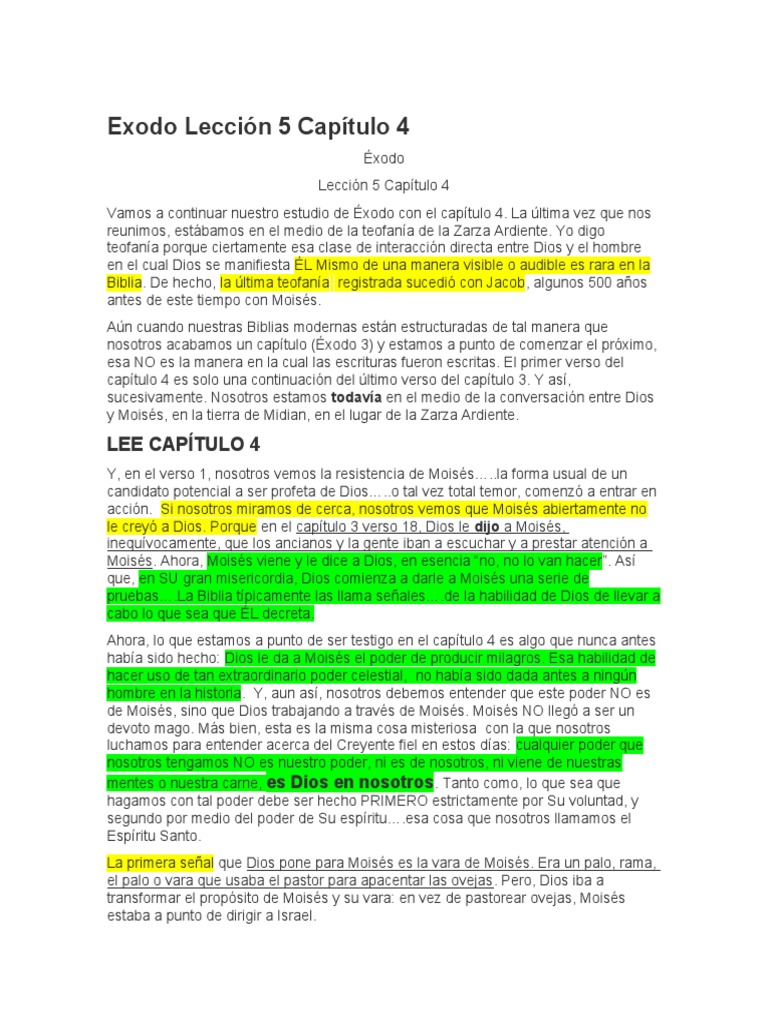 Exodo Lección 5 Capítulo 4 | PDF | Moisés | Libro del éxodo