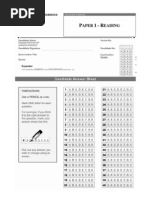 Answer Sheet PET 2020 | PDF