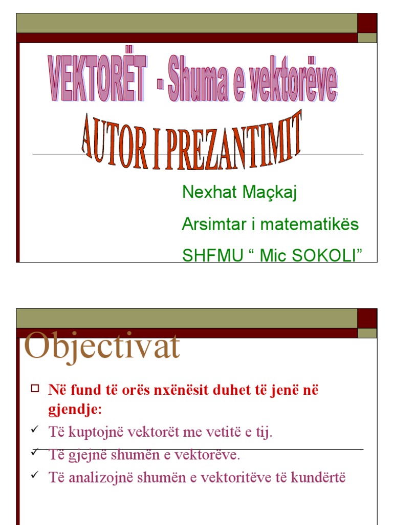 Vektoret Shume e Vektoreve | PDF