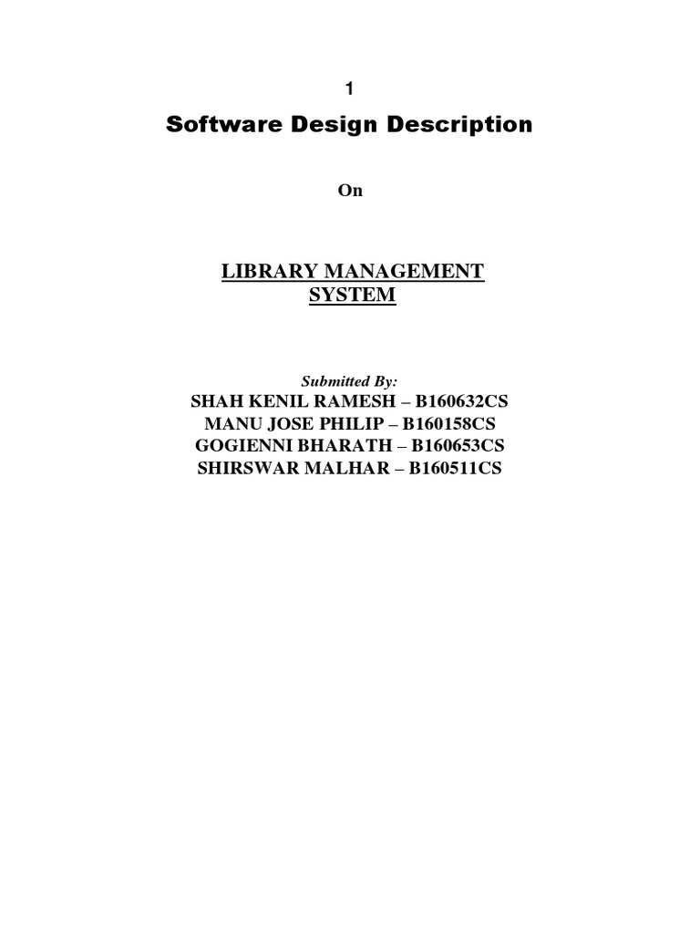 Software Design Description: Library Management System | PDF ...