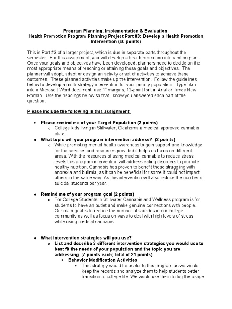Project Part 3 Intervention Strategies | PDF | Mental Health | Social ...