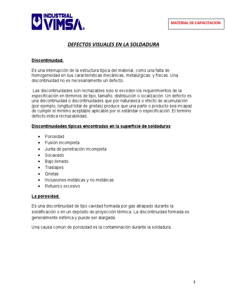 Defectos Visuales en Soldadura: Guía Completa | PDF | Soldadura ...