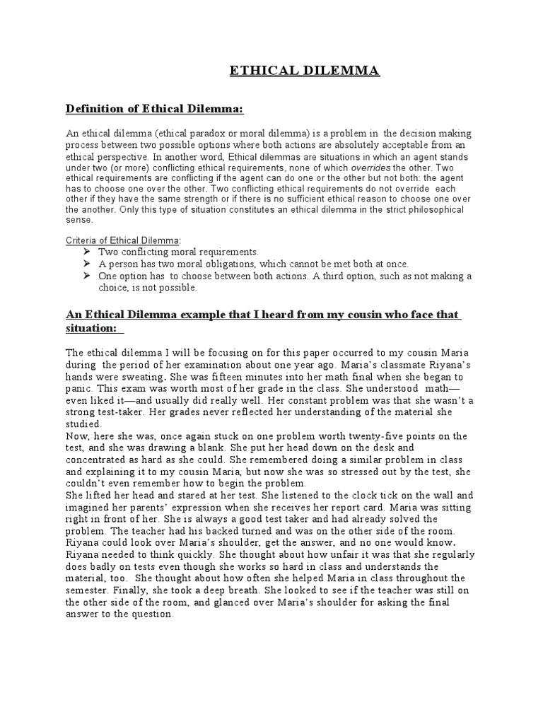 Ethics Assignment On Ethical Dilemma | PDF | Cognition | Applied Philosophy