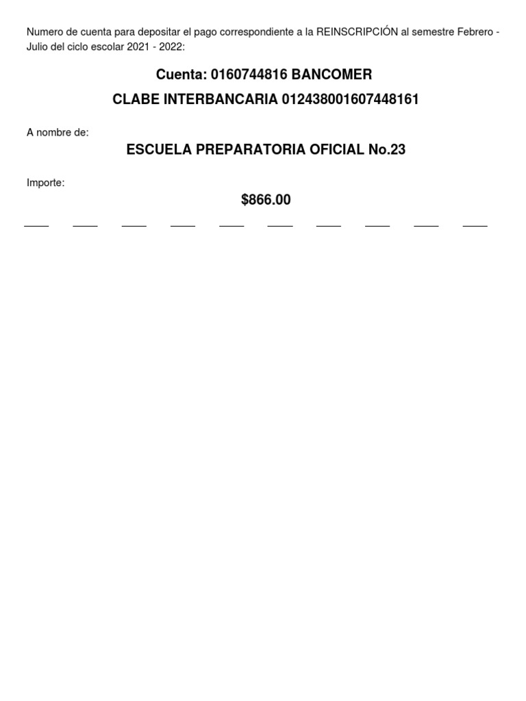 Cuenta: 0160744816 BANCOMER CLABE INTERBANCARIA 012438001607448161 ...