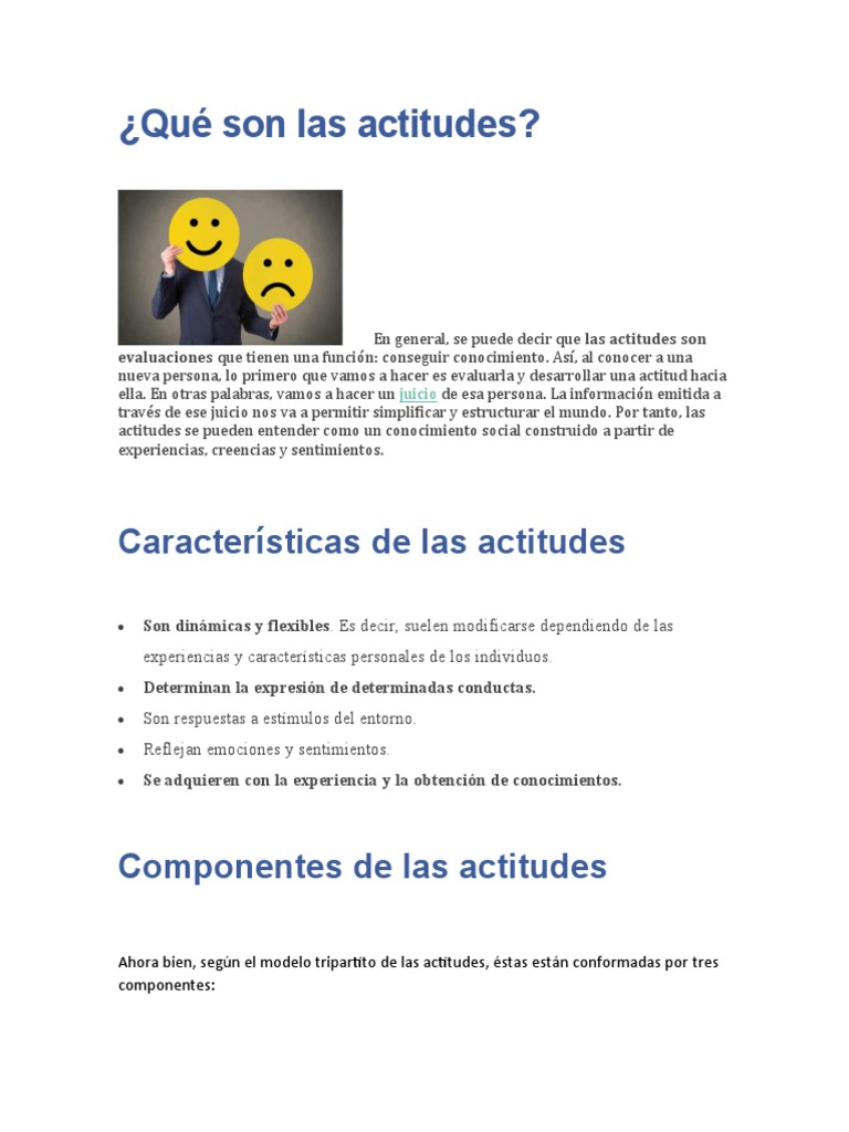 Componentes y características de las actitudes | PDF | Actitud ...