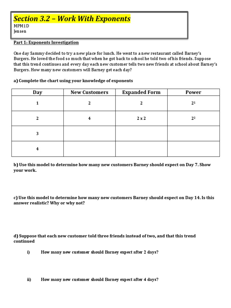 Exponents Lesson Review | PDF | Exponentiation | Mathematics