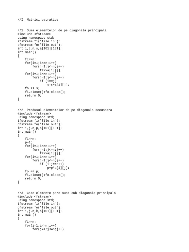 Calculations and Operations on Square and Non-Square Matrices in C++ ...