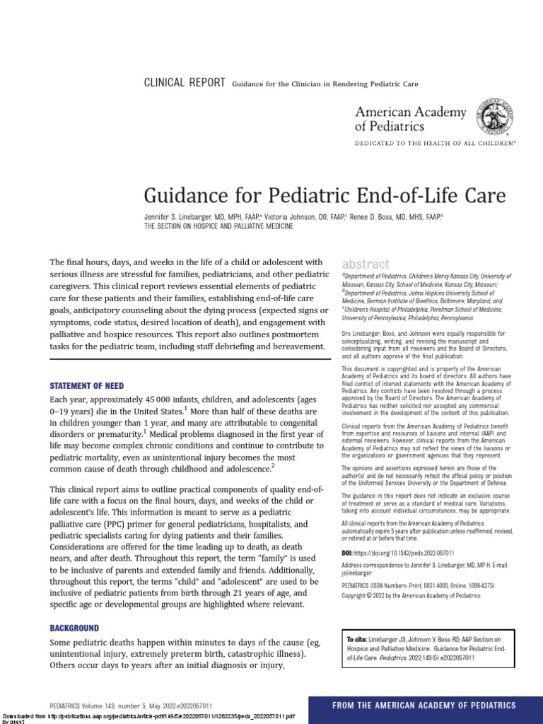 Guia For Pediatric End-of-Life Care2022 | PDF | Palliative Care | End ...