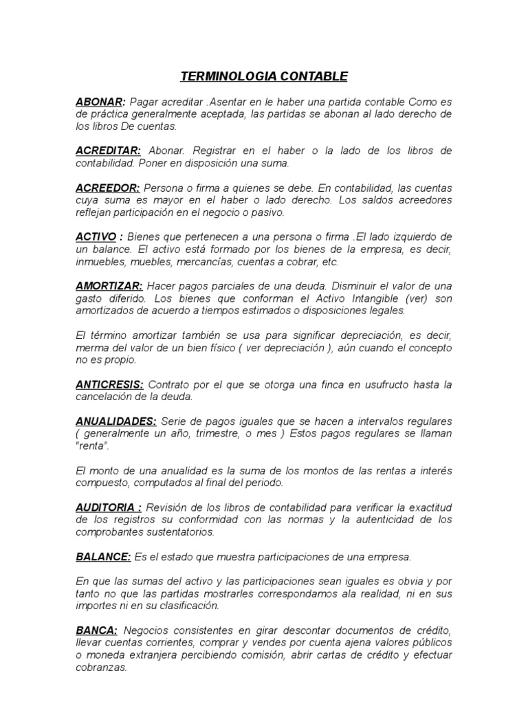 Terminologia Contable | PDF | Contabilidad | Dividendo